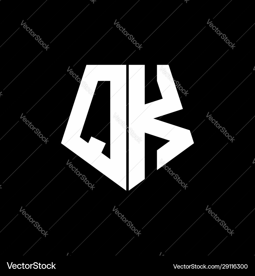 Qk logo monogram with pentagon shape style design Vector Image