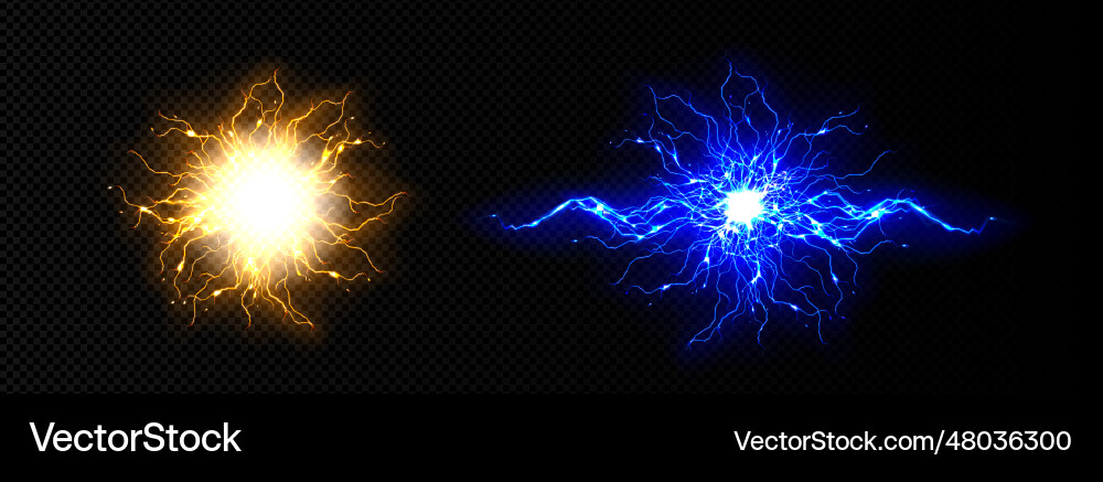 Realistic set of lightning bolts Royalty Free Vector Image