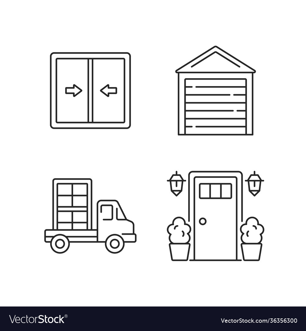 Replacement window opportunity linear icons set Vector Image Replacement window opportunity linear icons set Vector Image