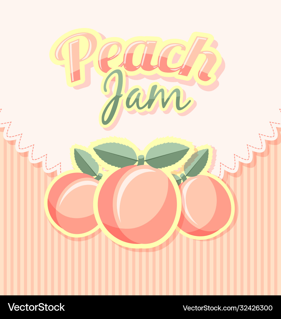 Retro peach jam label with title on striped Vector Image