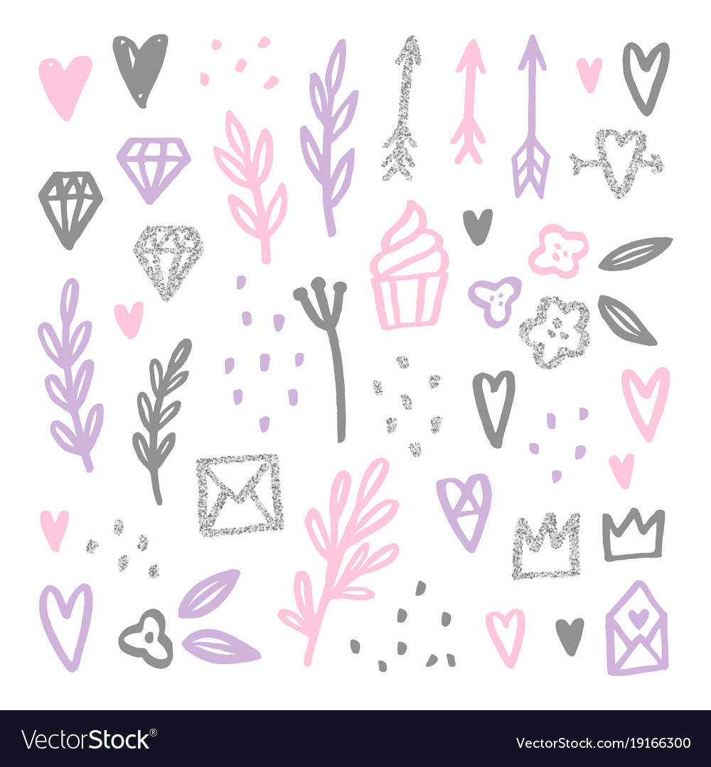 Set love romantic design elements Royalty Free Vector Image