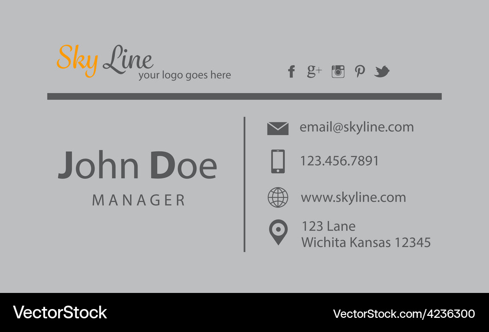 Sky line themed business card template Royalty Free Vector