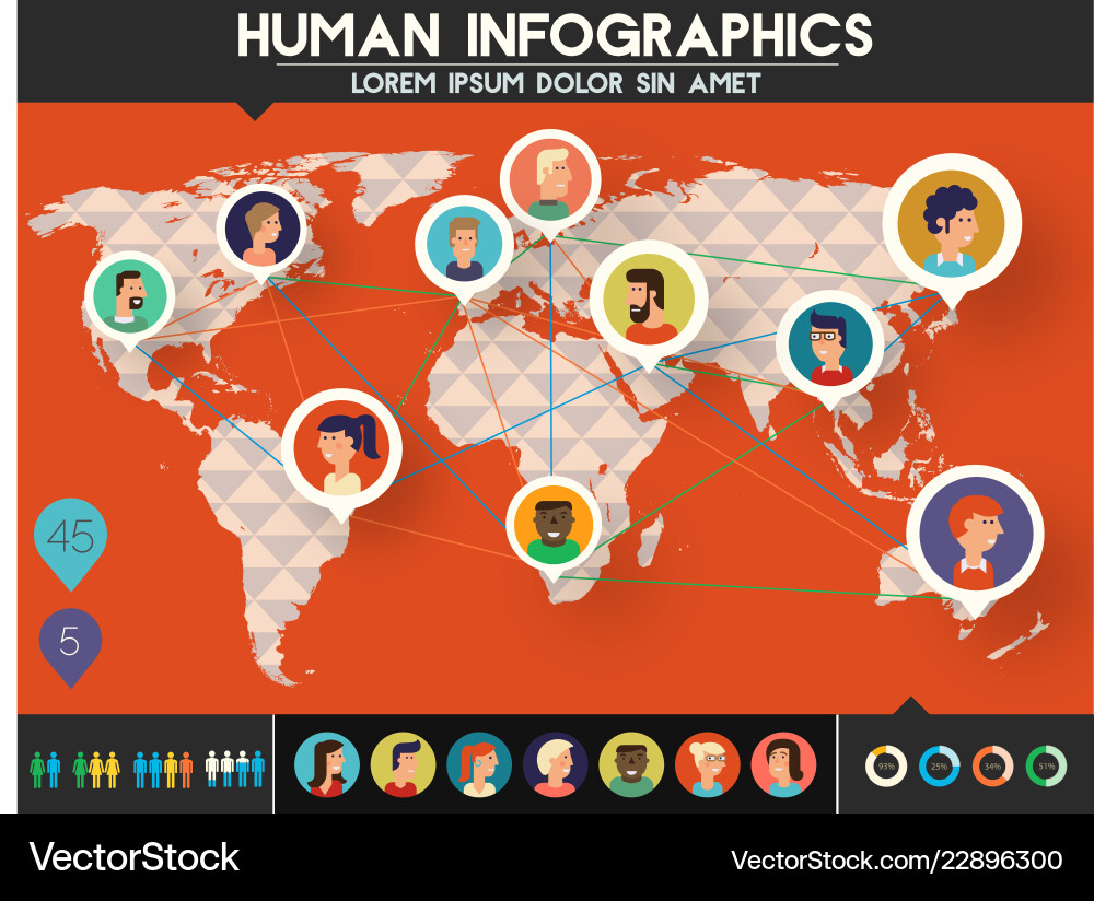 Social networks users infographics trendy Vector Image