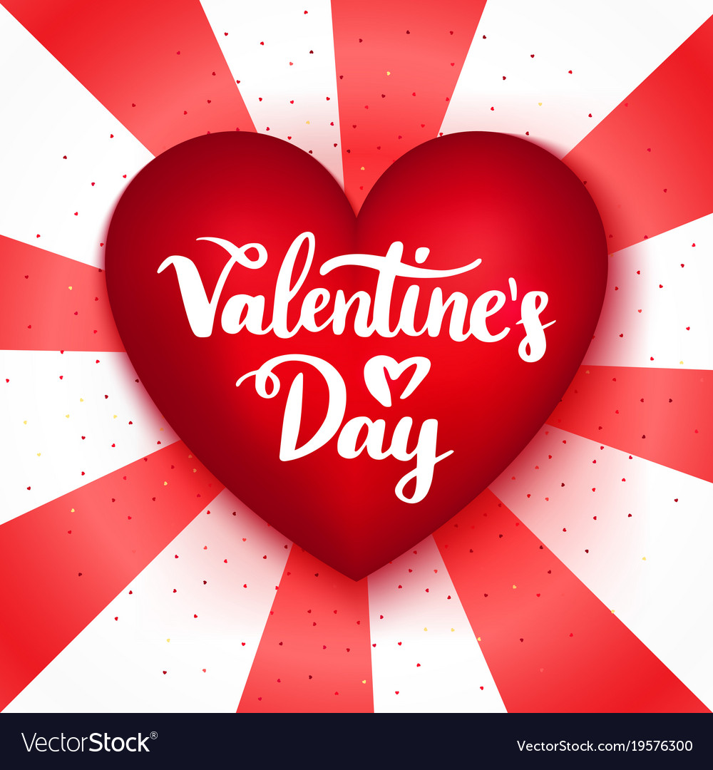 Valentines day red heart postcard Royalty Free Vector Image