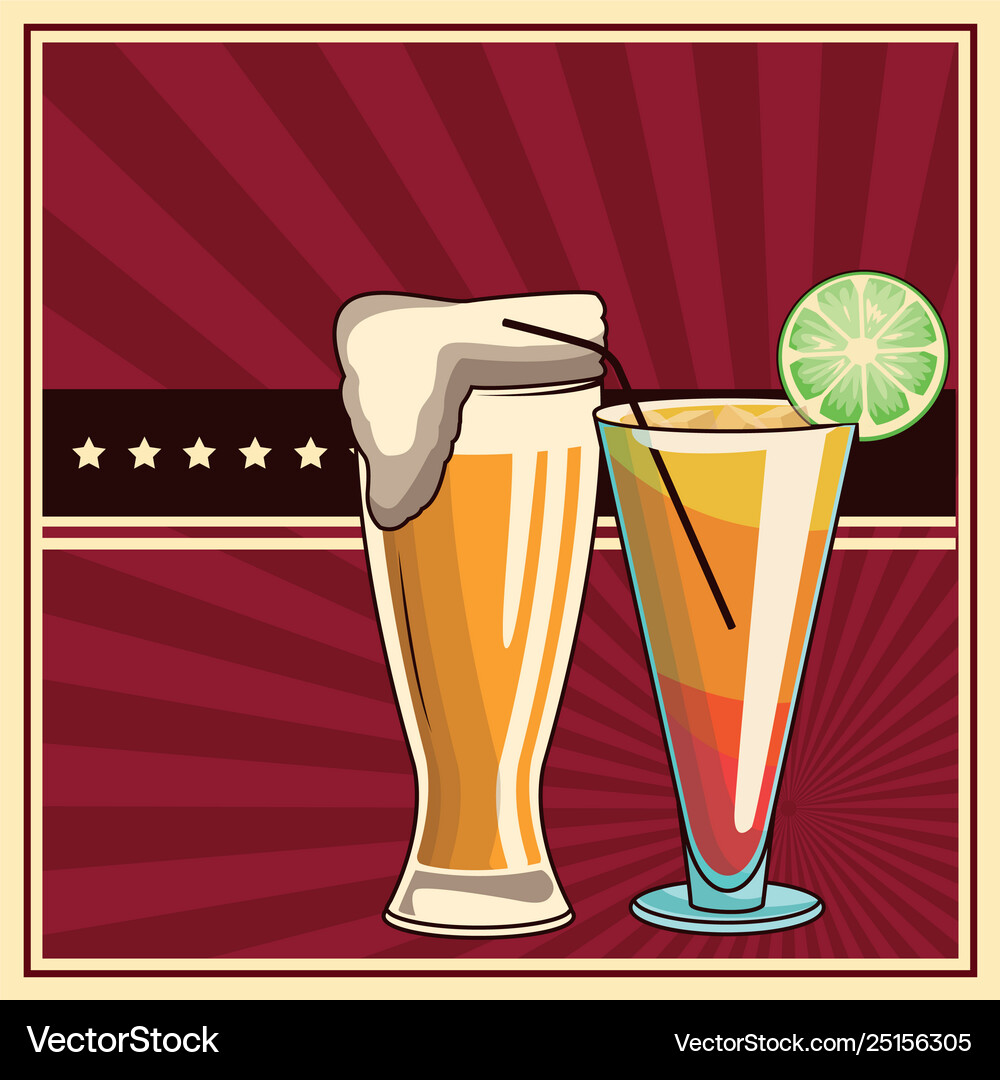 Alcoholic drinks beverages cartoon Royalty Free Vector Image