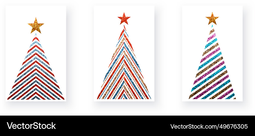 Colorful geometric textured christmas trees Vector Image