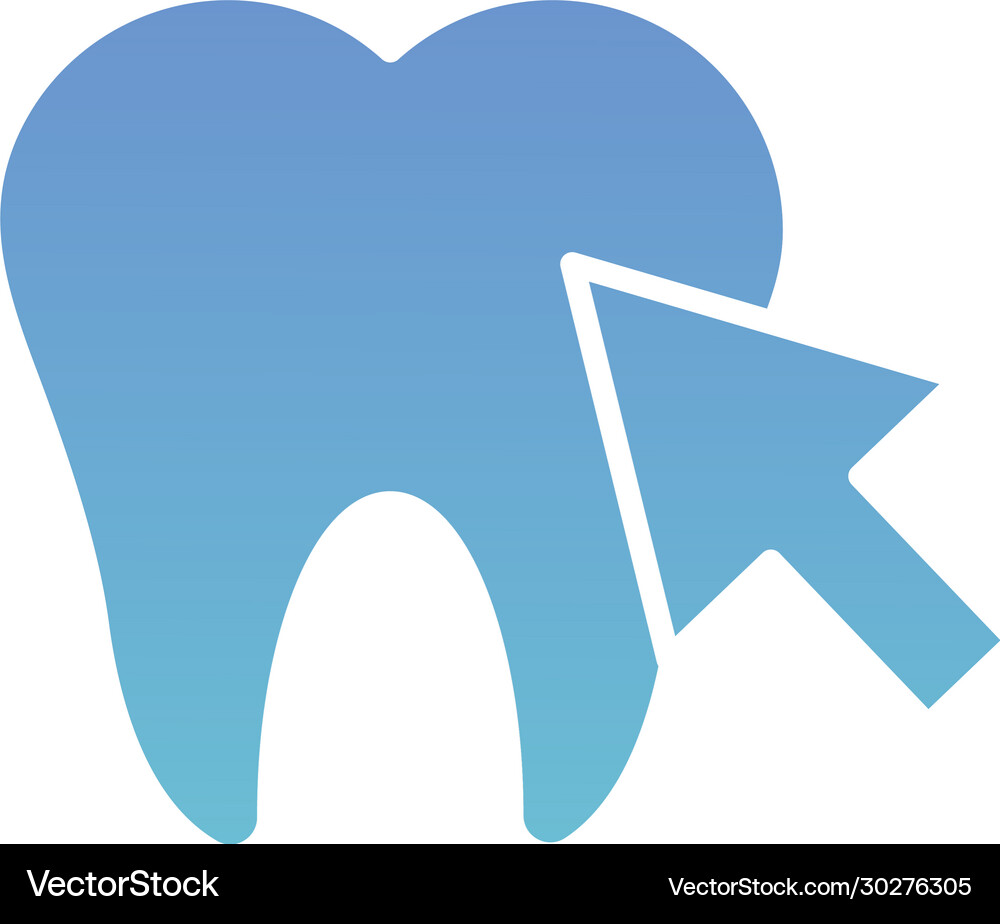 Cursor mouse with teeth health online silhouette Vector Image