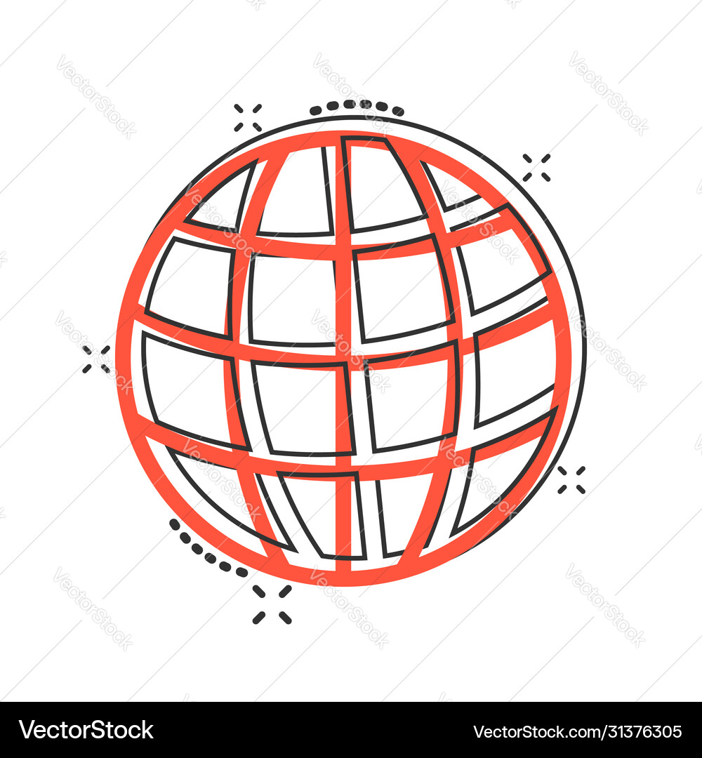Earth planet icon in comic style globe geographic Vector Image