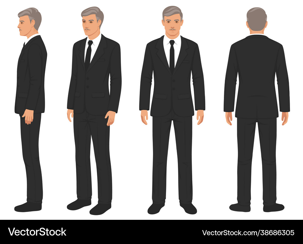 Fashion man isolated front back and side view Vector Image