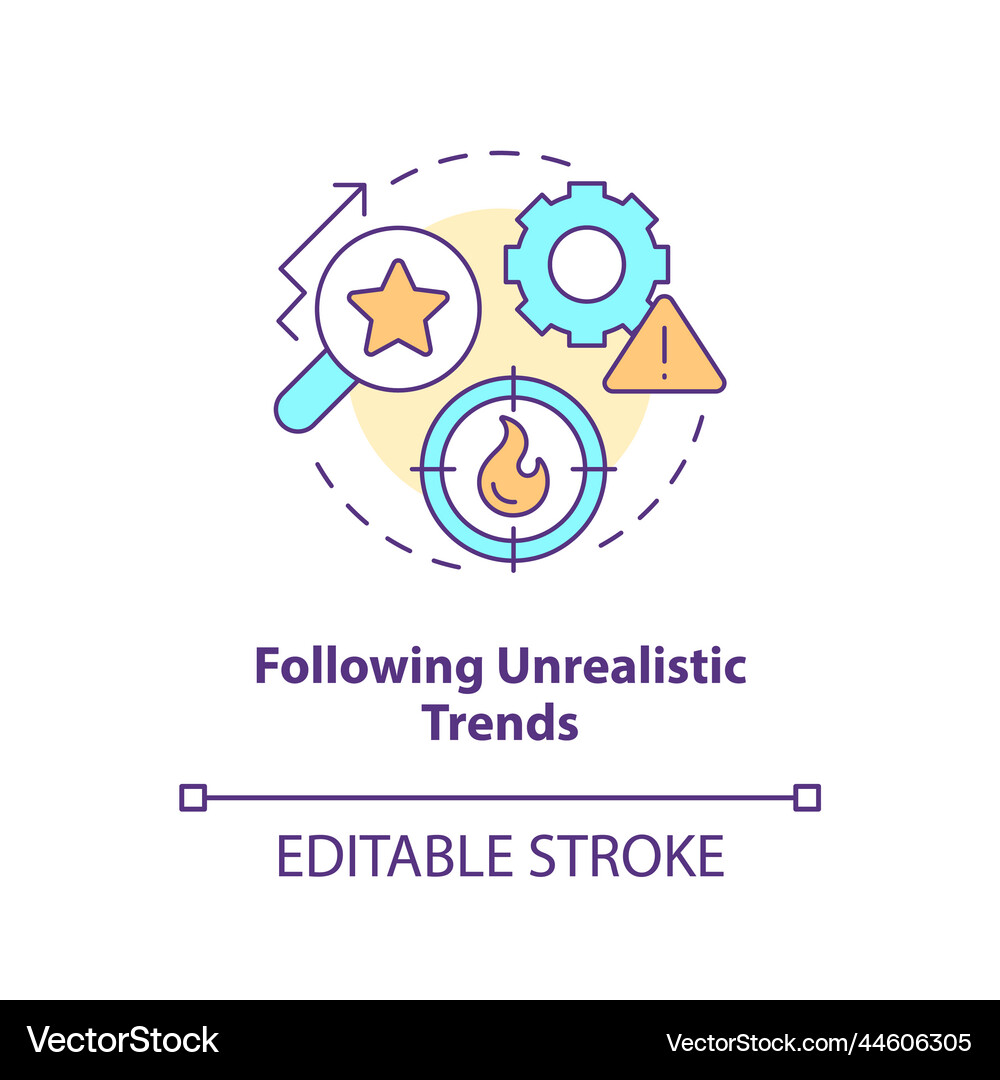 Following unrealistic trends concept icon Vector Image