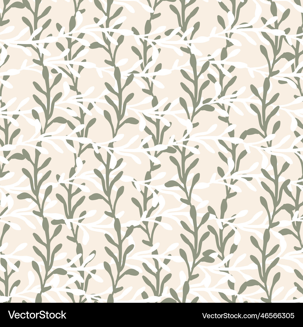 Neutral foliage leaves overlapping seamless patter
