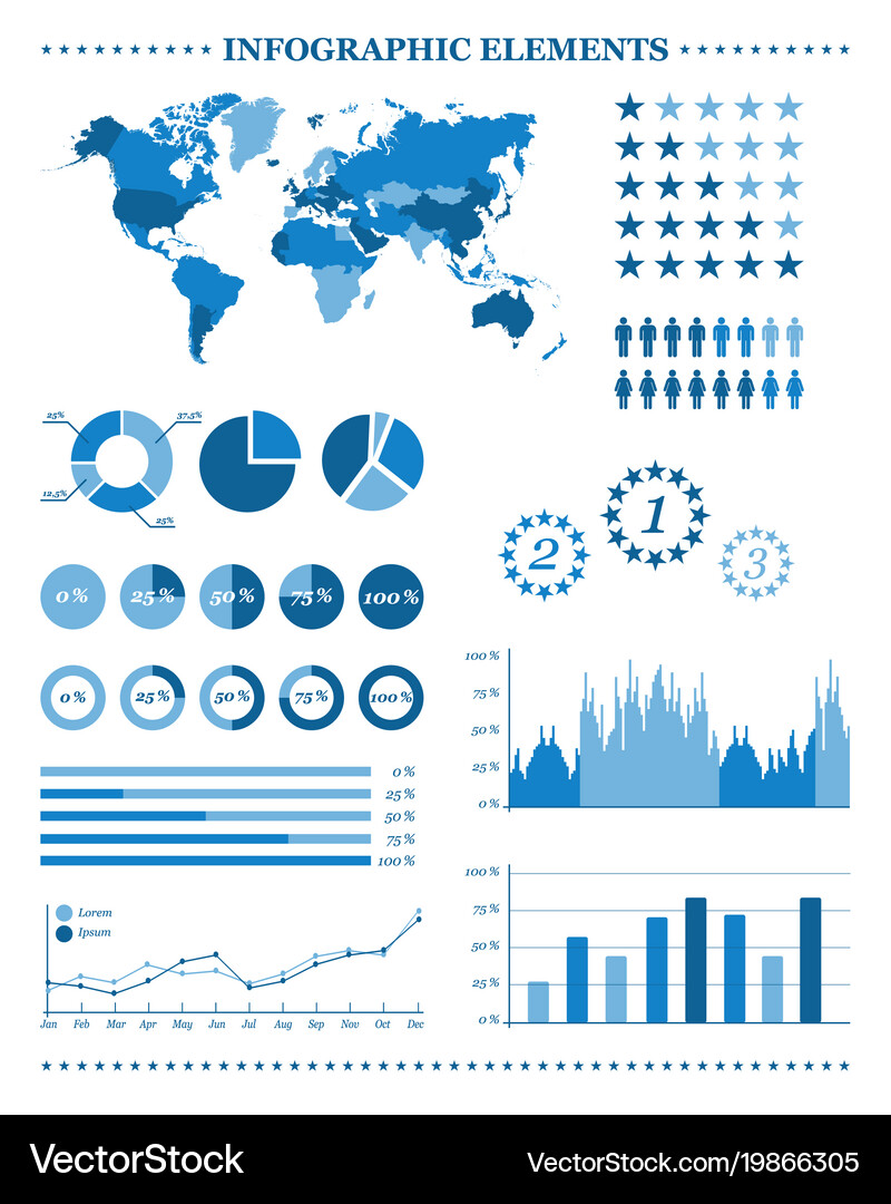Set of blue infographic elements demographic Vector Image