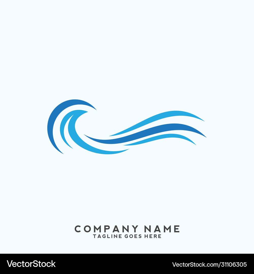 Water wave symbol and icon logo template Vector Image