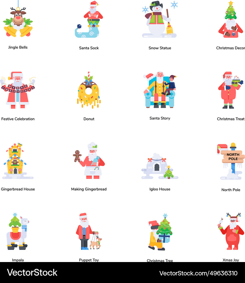 Bundle of festive celebration flat icons Vector Image