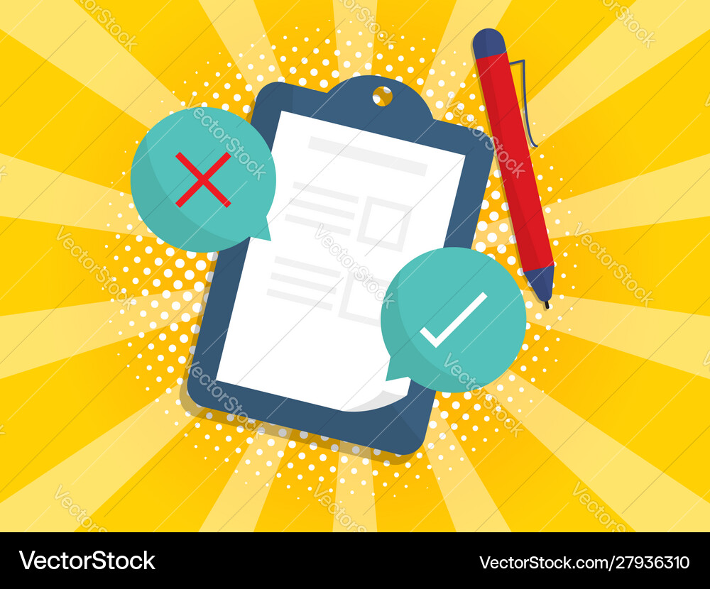 Checklist paper on clipboarrd with true and false Vector Image