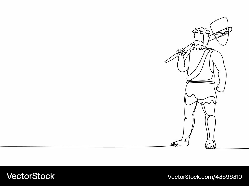 Continuous one line drawing prehistoric man Vector Image
