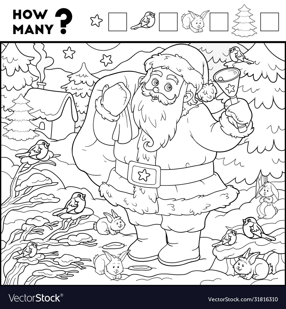 Counting game for children santa claus Royalty Free Vector