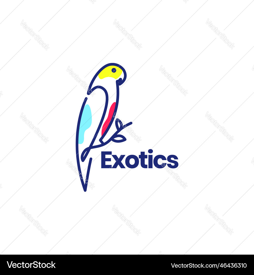 Exotic bird parakeet line art modern abstract Vector Image