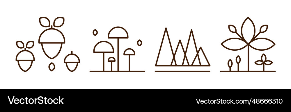 Forest line icon and object as nature park area Vector Image