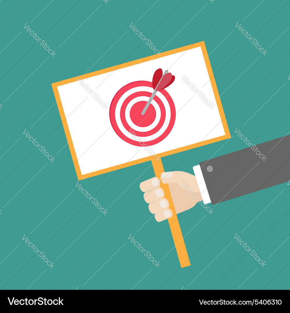 Hand businessman holding target card flat Vector Image