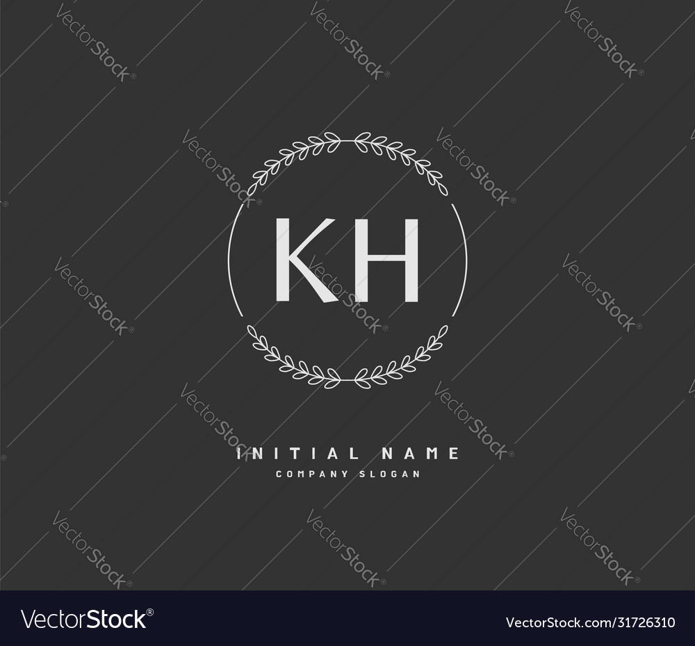 K h kh beauty initial logo handwriting Royalty Free Vector