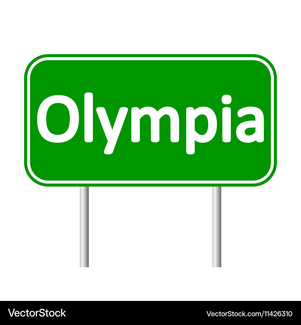 Olympia green road sign Royalty Free Vector Image