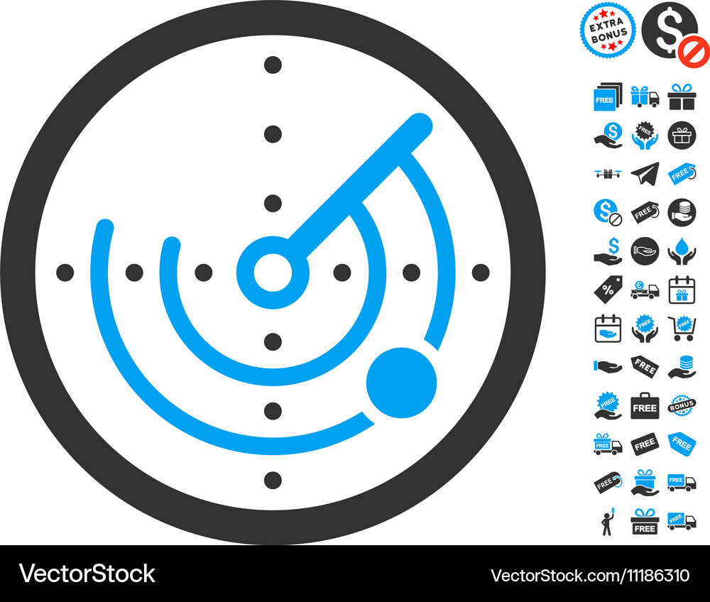 Radar icon with free bonus Royalty Free Vector Image