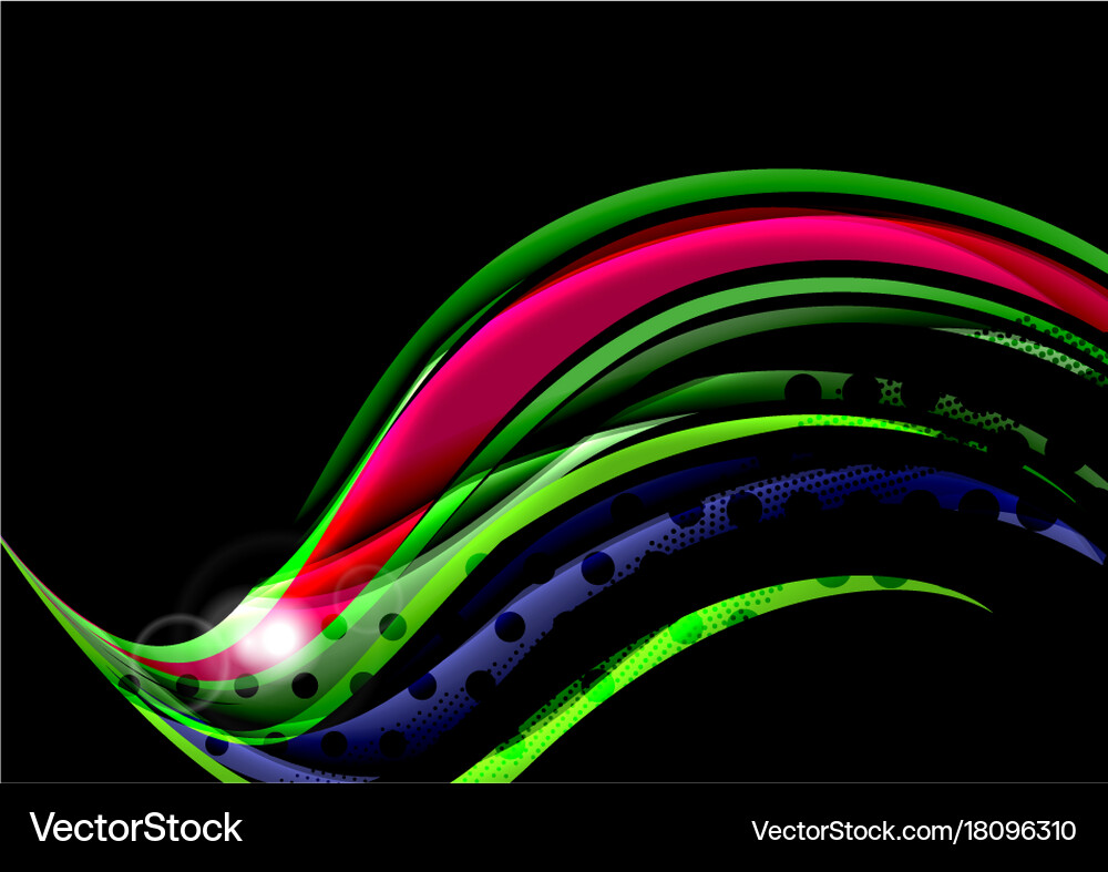 Rainbow color wavy lines on black background Vector Image