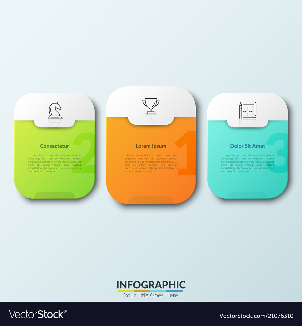 Three separate white rounded rectangles Royalty Free Vector