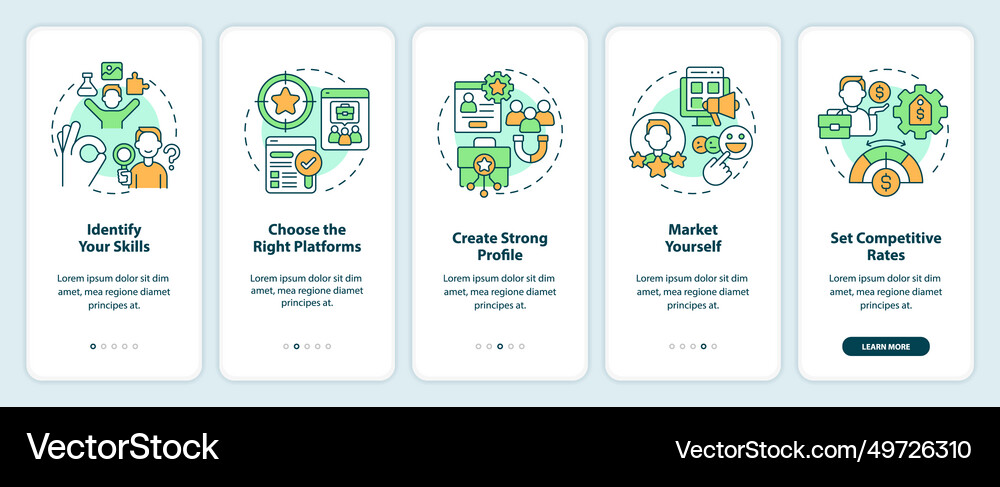 Walkthrough how to find gig jobs with thin linear Vector Image
