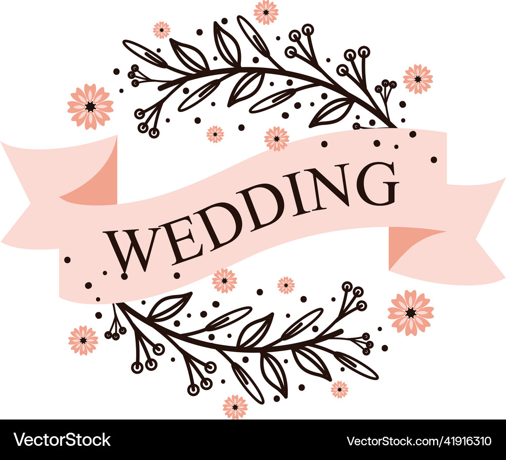 Wedding floral ribbon Royalty Free Vector Image