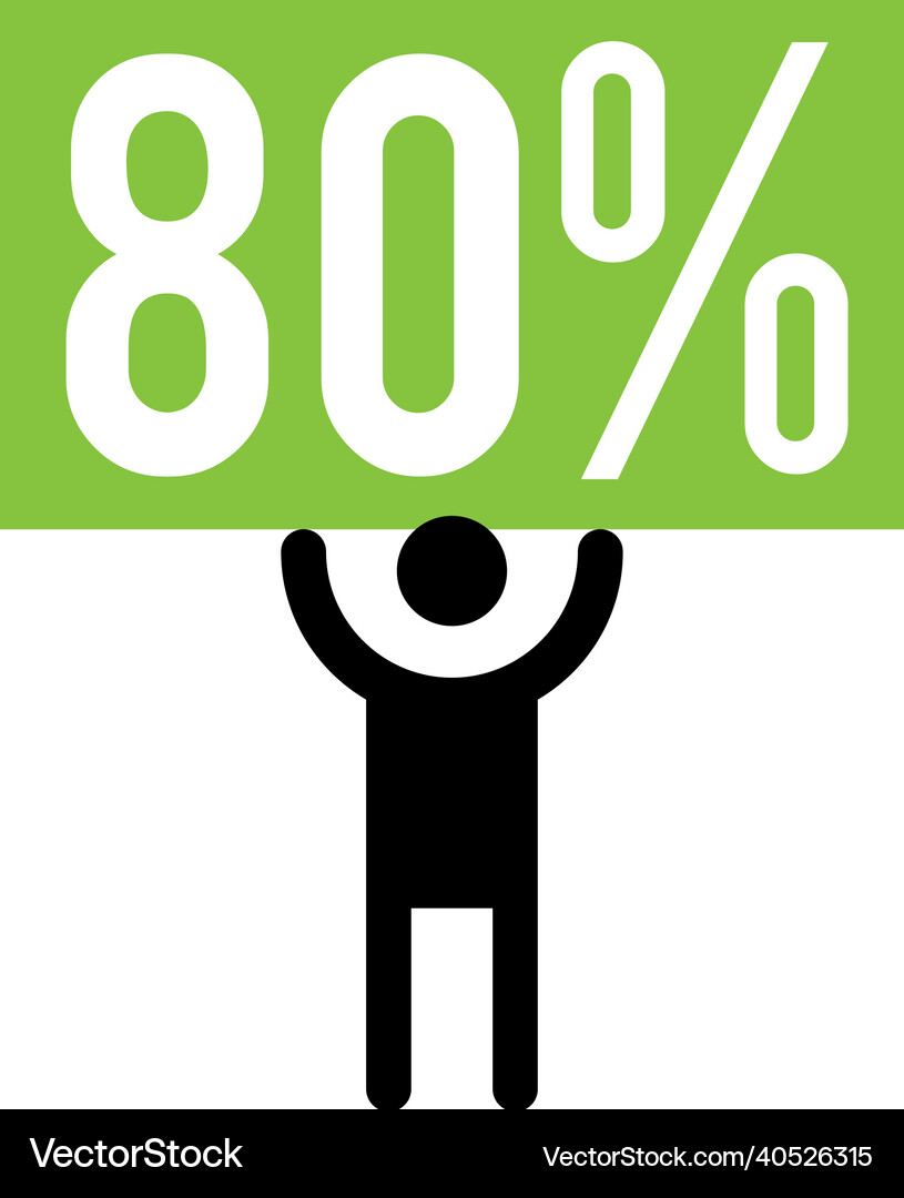 80 percent and man icon Royalty Free Vector Image