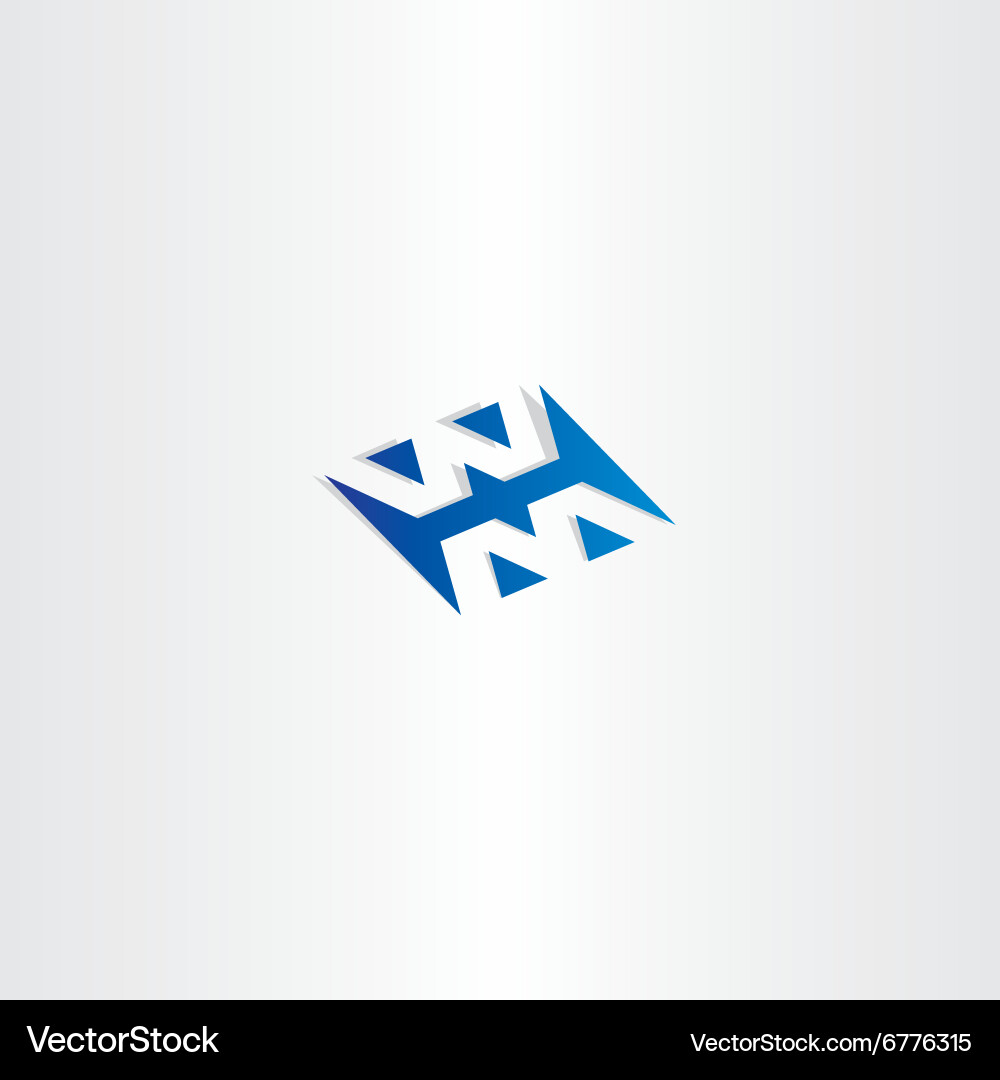 Blue logo logotype letter w and m Royalty Free Vector Image
