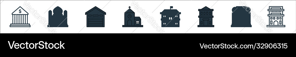 Building line icons linear set quality line set Vector Image