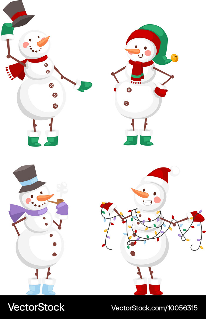 Cartoon snowman character Royalty Free Vector Image