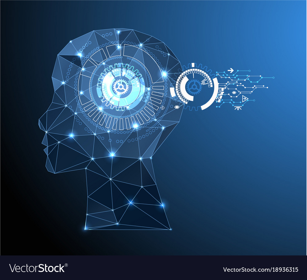 Creative brain concept background with triangular Vector Image