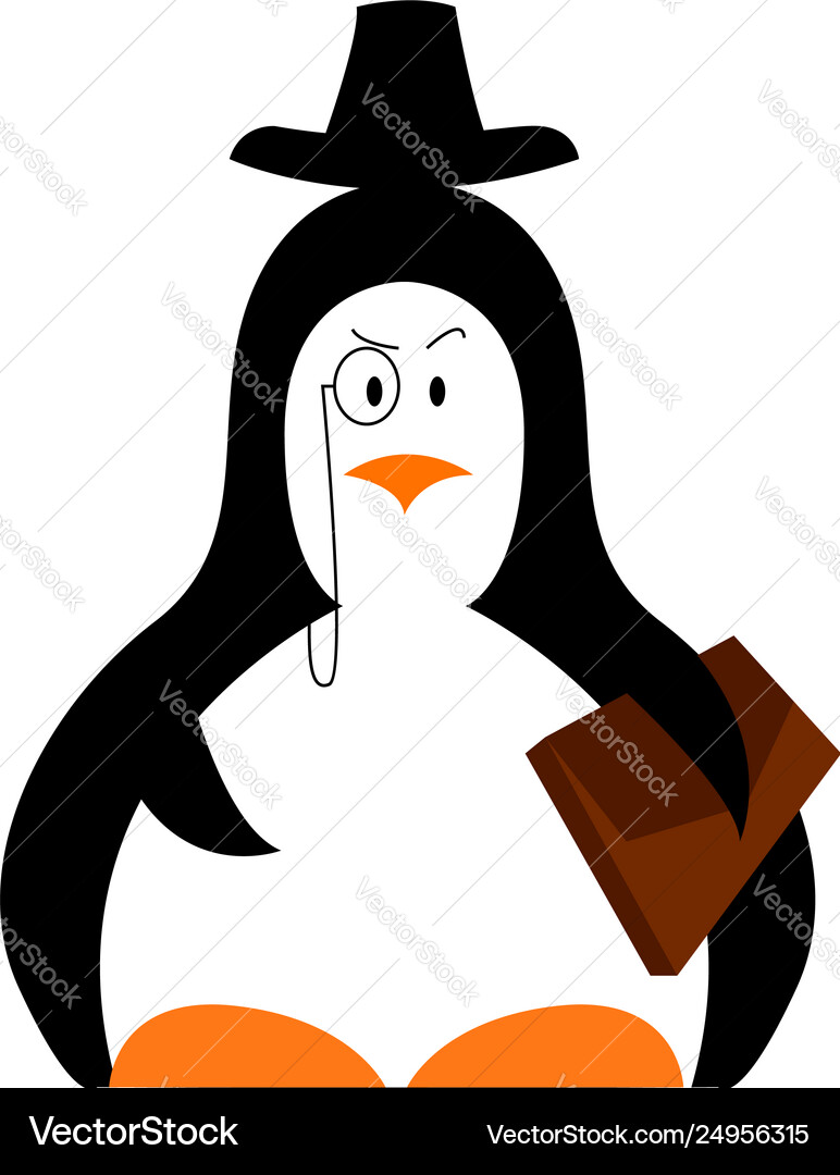 Cute penguin with its briefcase or color Vector Image
