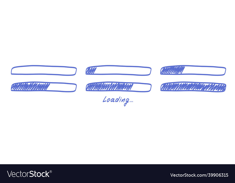 Doodle Loading Bar Hand Drawn Progress Royalty Free Vector