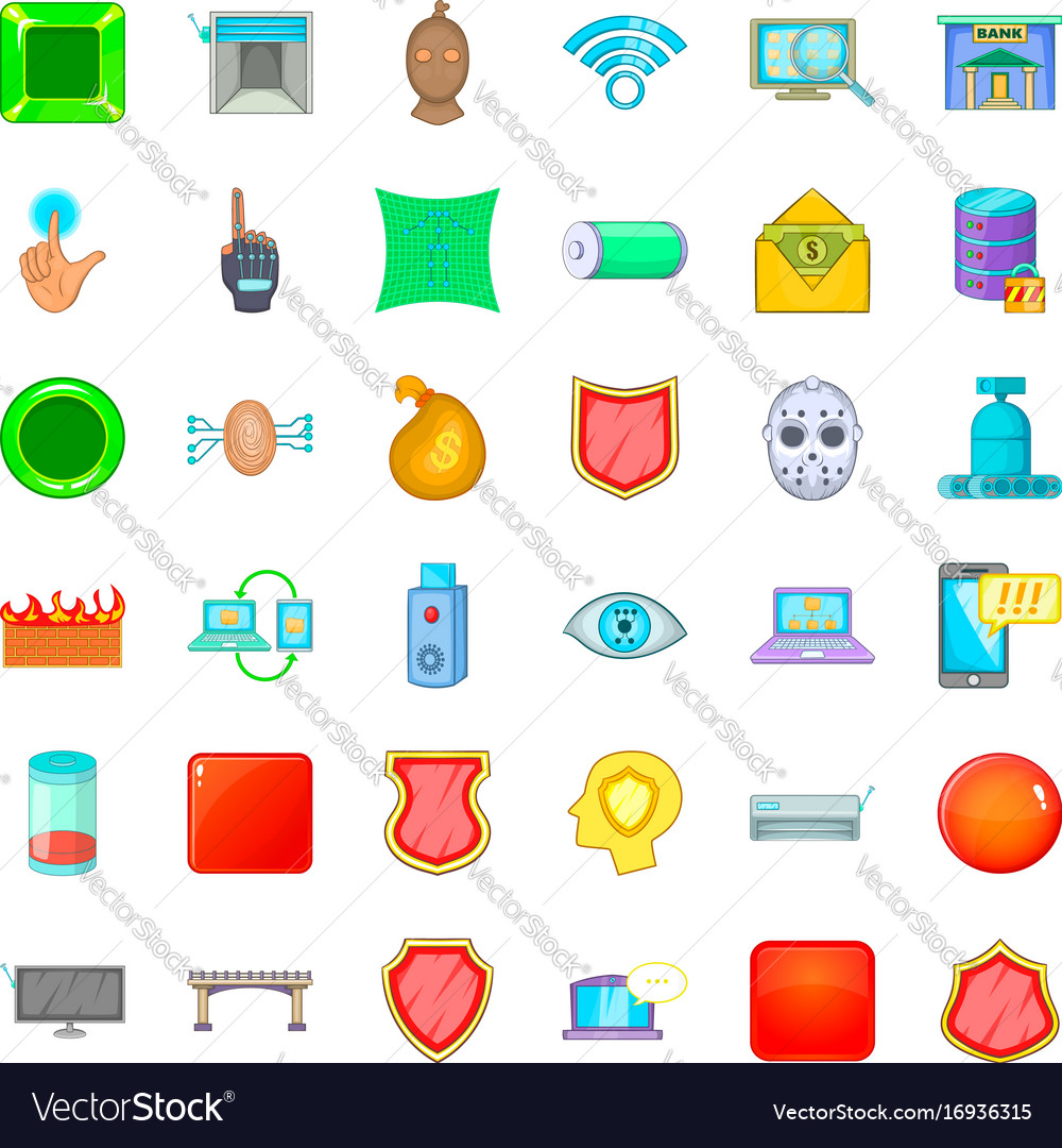 Hacker icons set cartoon style Royalty Free Vector Image
