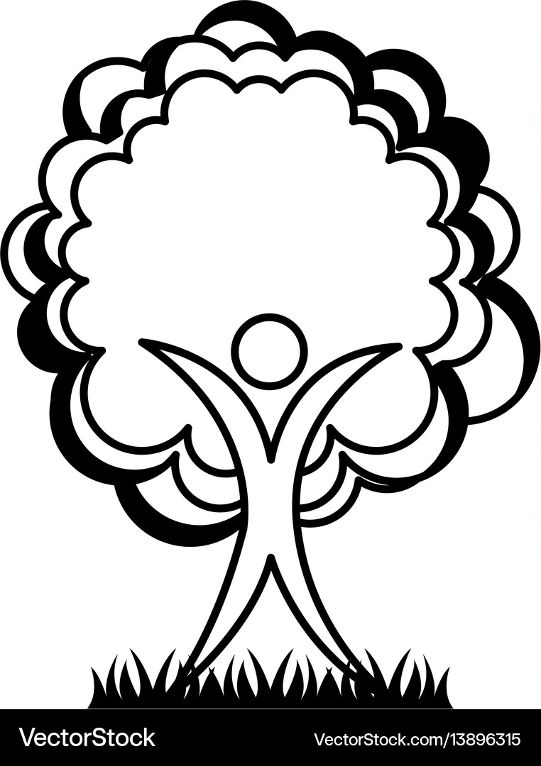 Human figure with tree plant ecological icon Vector Image