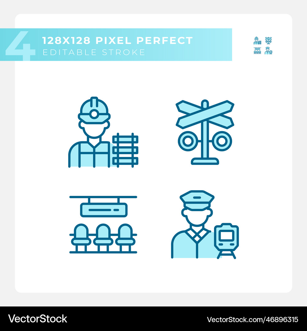 Railroad infrastructure pixel perfect blue rgb Vector Image