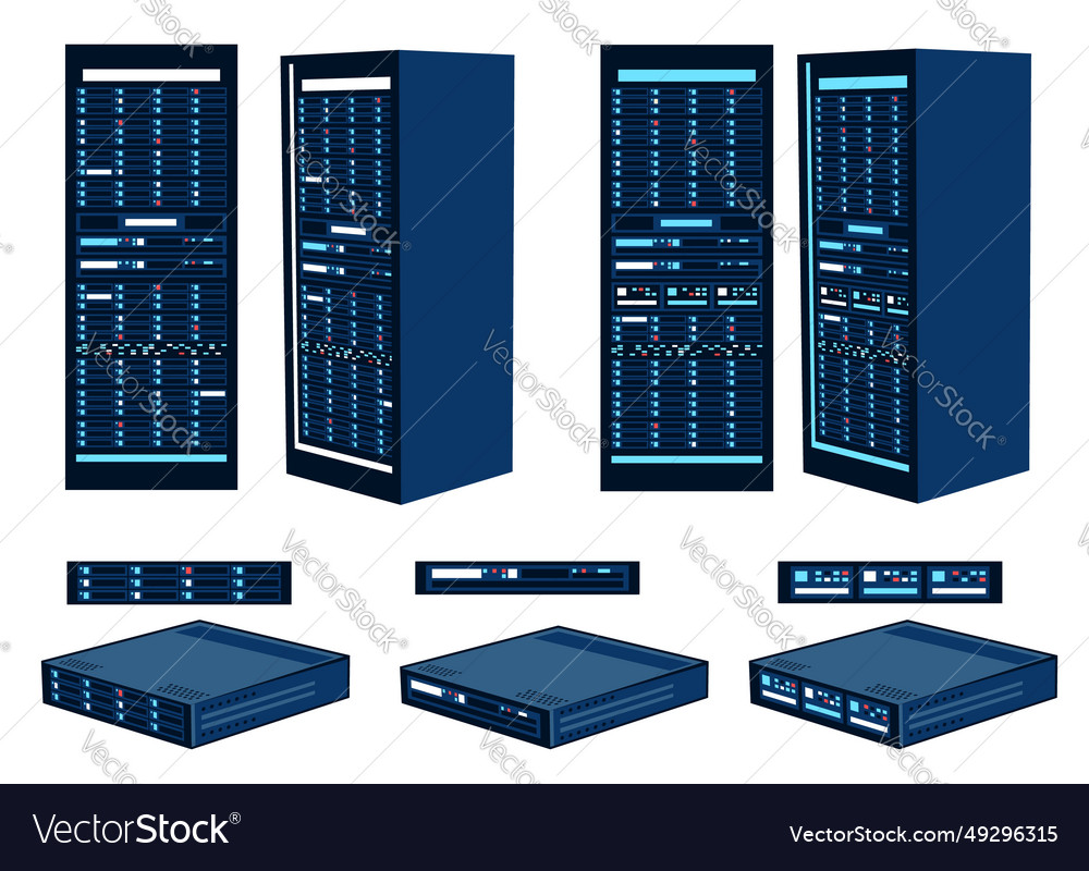 Server cabinets and racks separate servers Vector Image