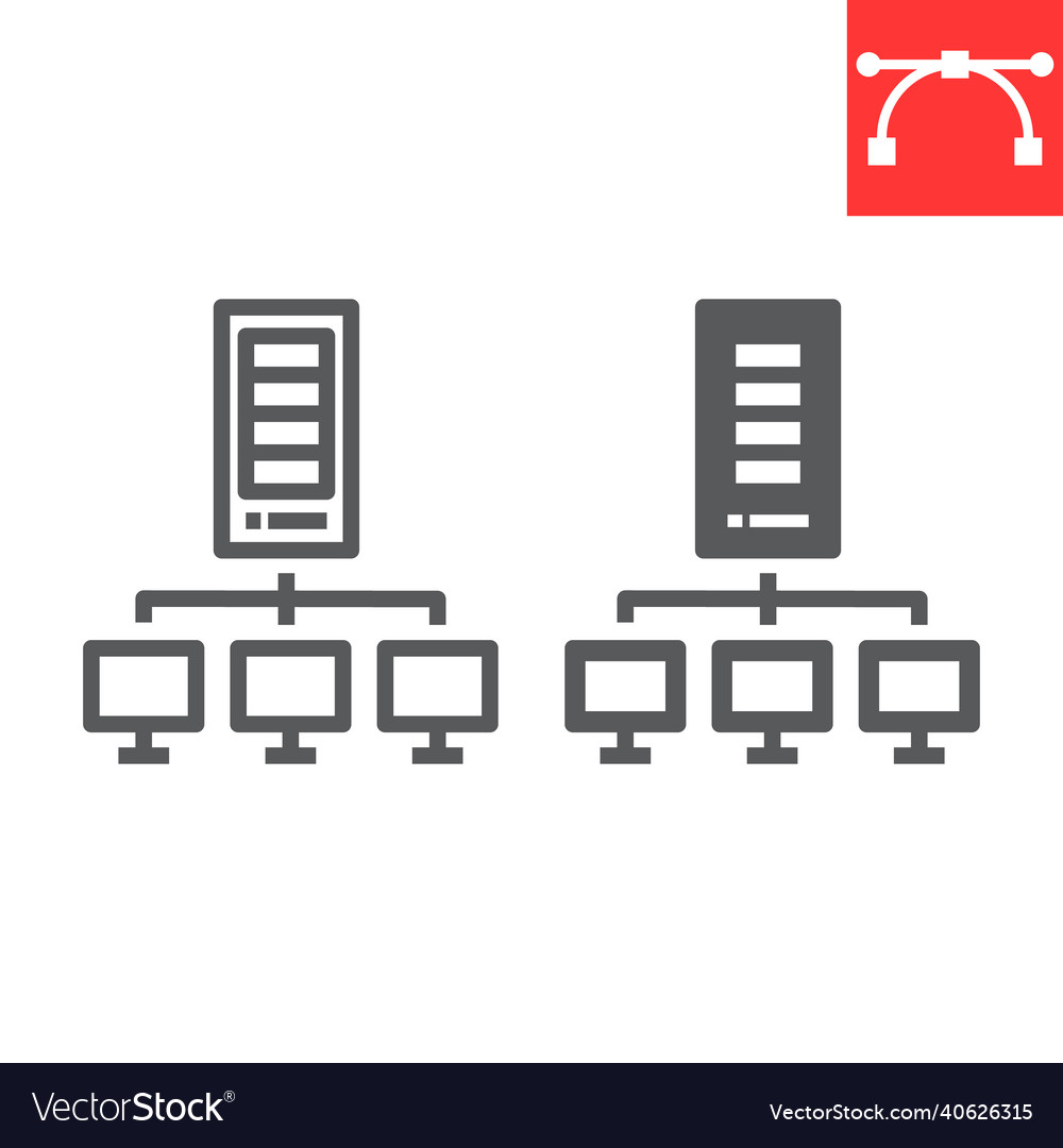 Server network line and glyph icon Royalty Free Vector Image