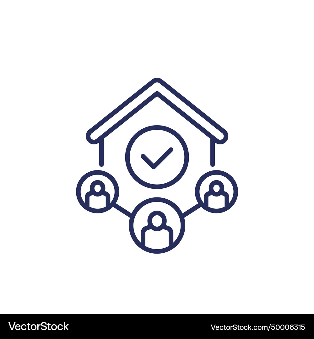 Tenants line icon with a house Royalty Free Vector Image