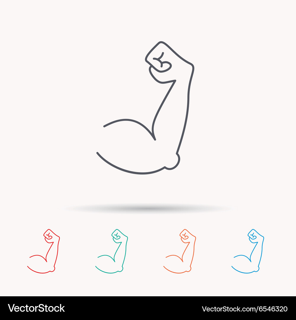 Biceps muscle icon bodybuilder strong arm sign Vector Image