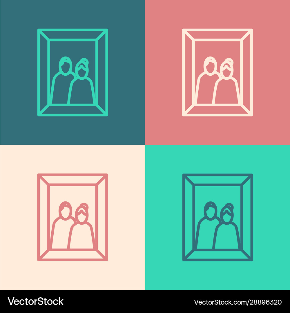 Color line picture frame on table icon isolated Vector Image