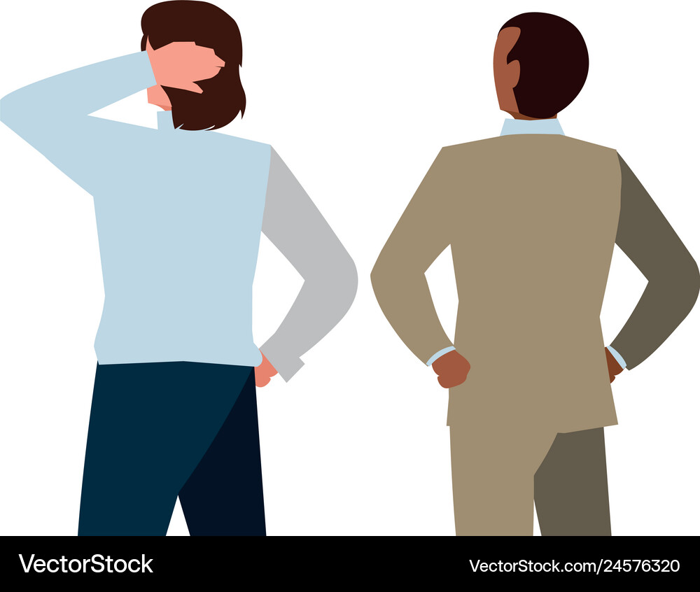 Elegant businessmen with back possition characters
