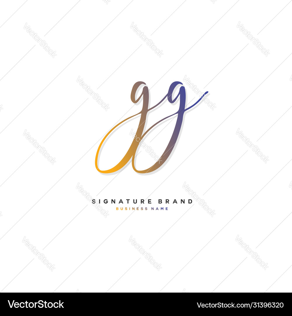 G gg initial letter handwriting and signature Vector Image
