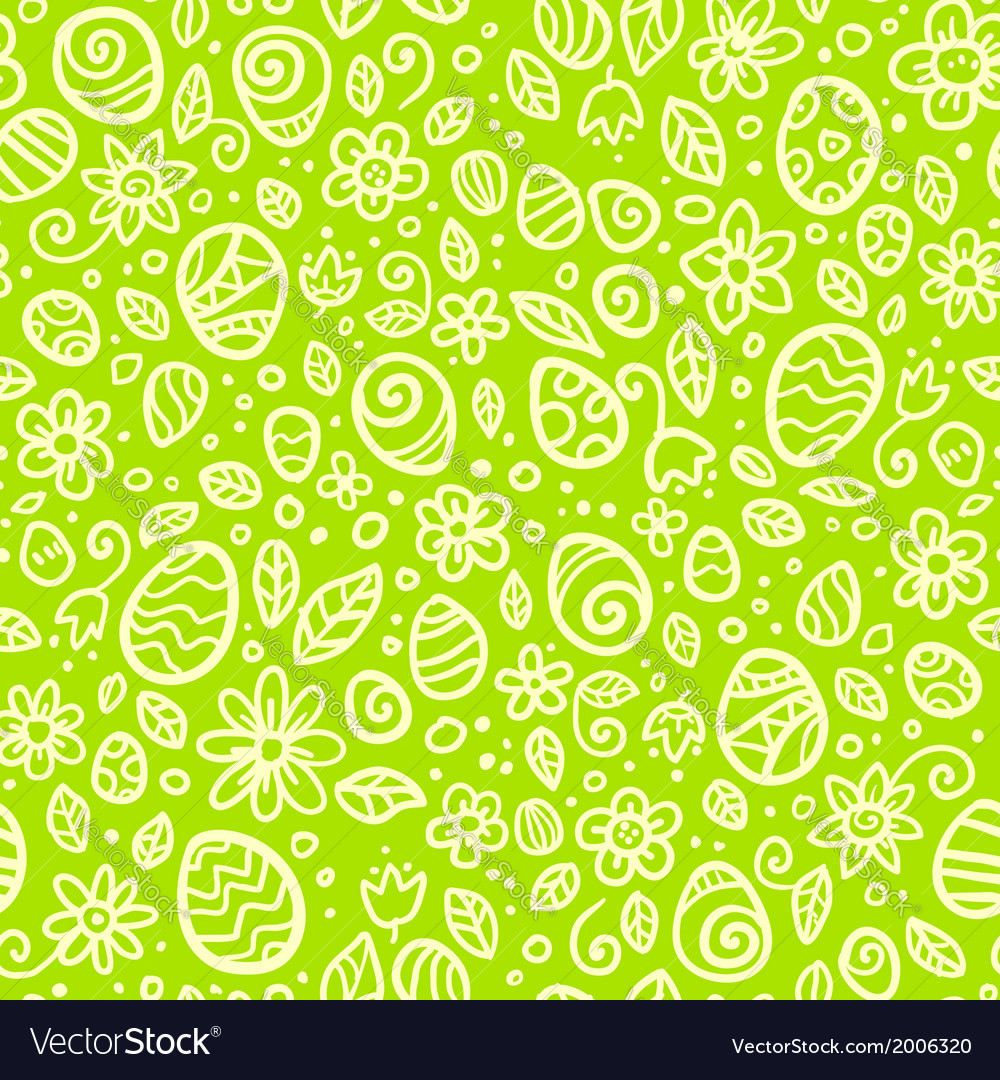Green easter doodles seamless pattern Royalty Free Vector