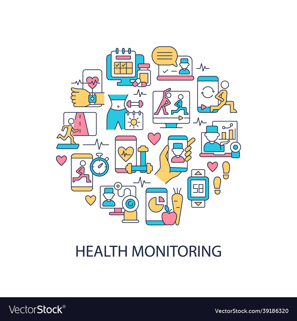 Health monitoring abstract color concept layout Vector Image Health monitoring abstract color concept layout Vector Image